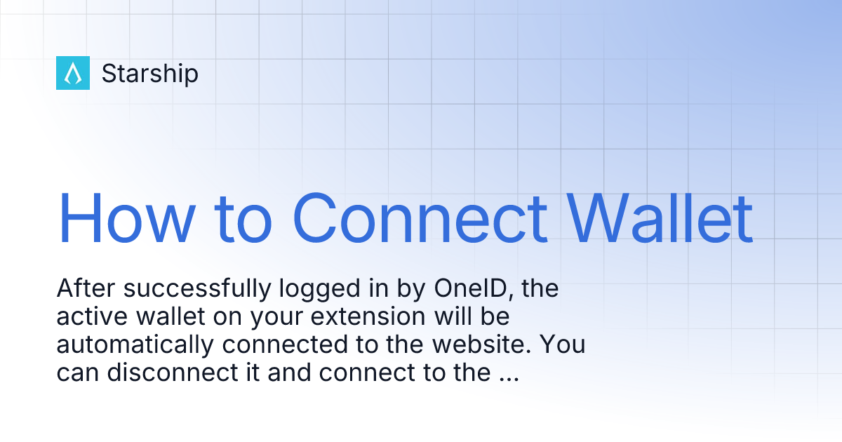 How to Connect Wallet | Starship